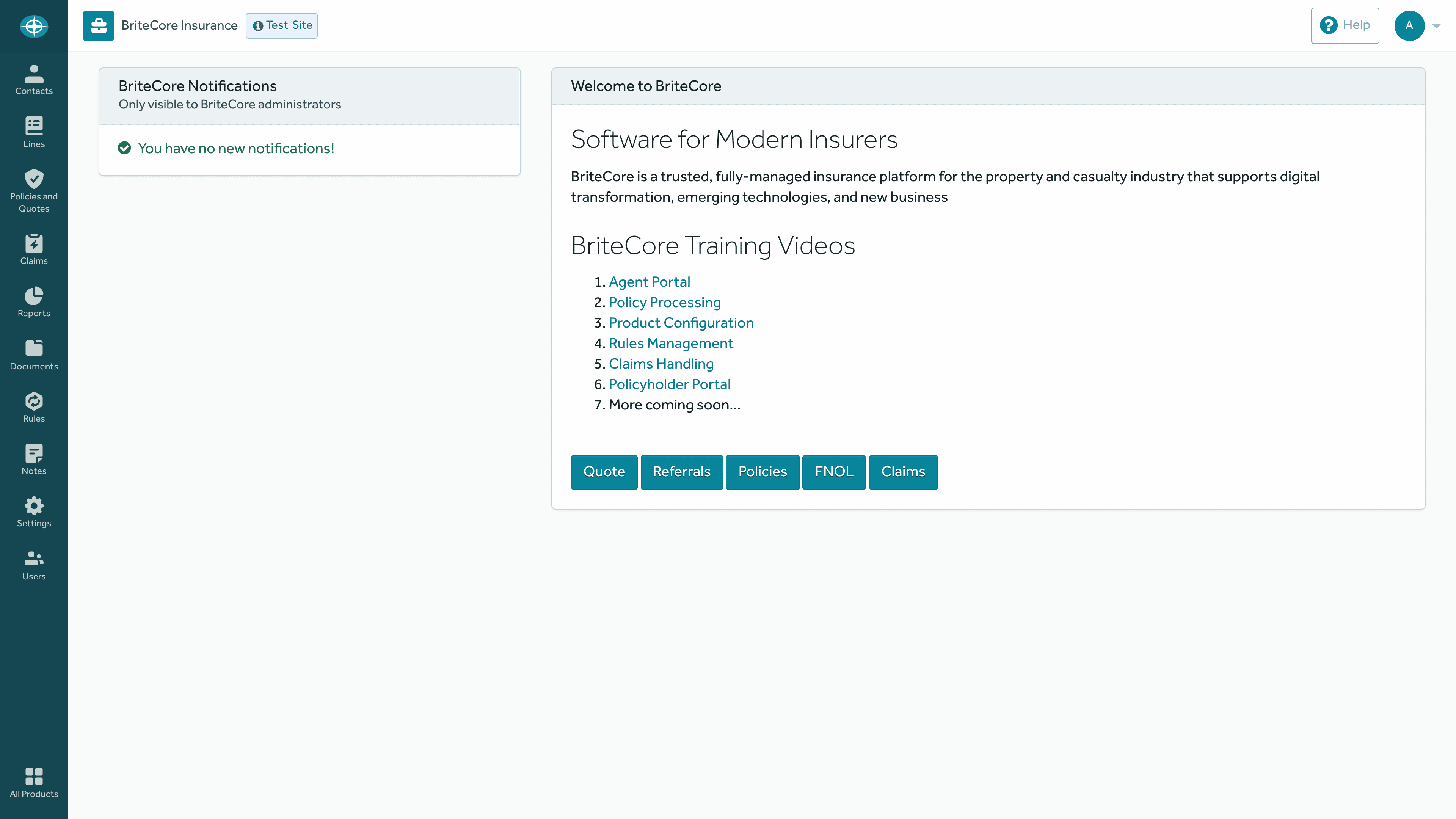 BriteCore's Insurer Portal Software